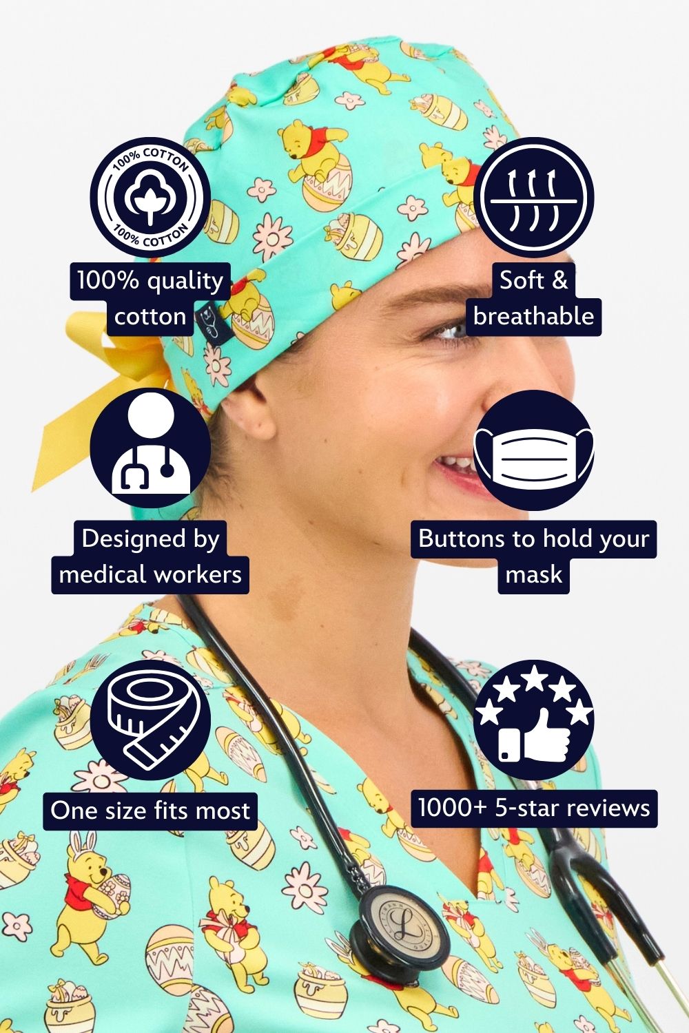 Disney’s Winnie the Pooh, Piglet, Eeyore and Tigger Scrub Cap – Dr Woof ...